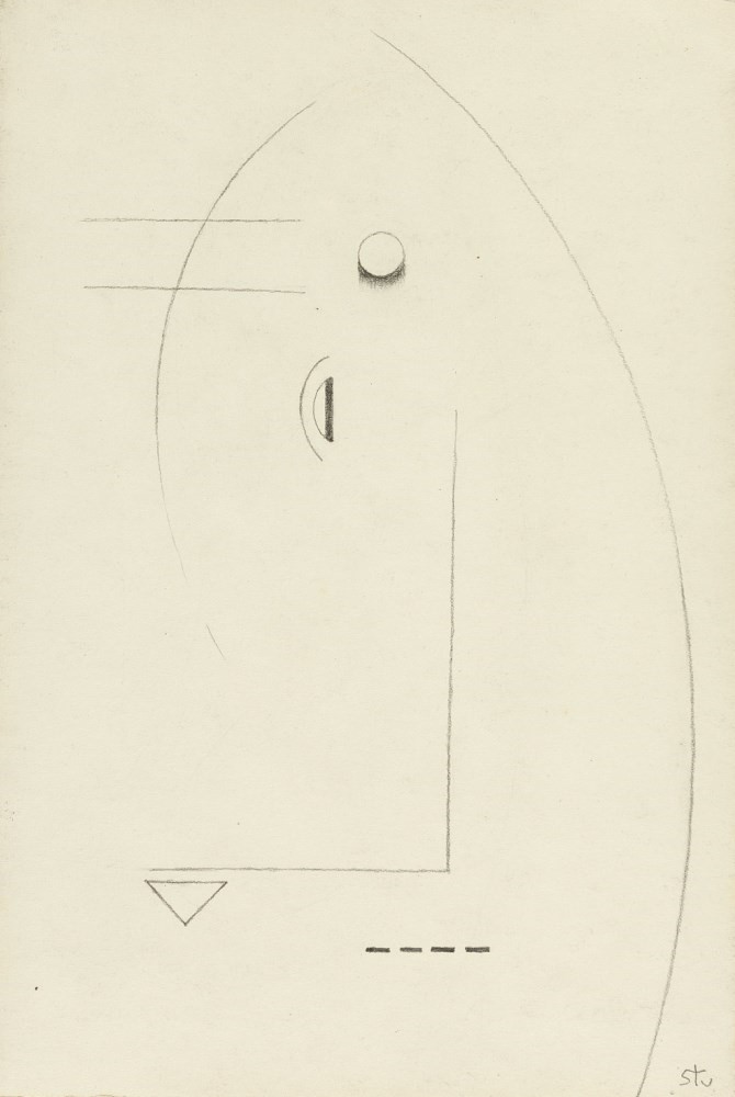 Drawing on wove paper by Fritz Stuckenberg – Untitled abstract ...